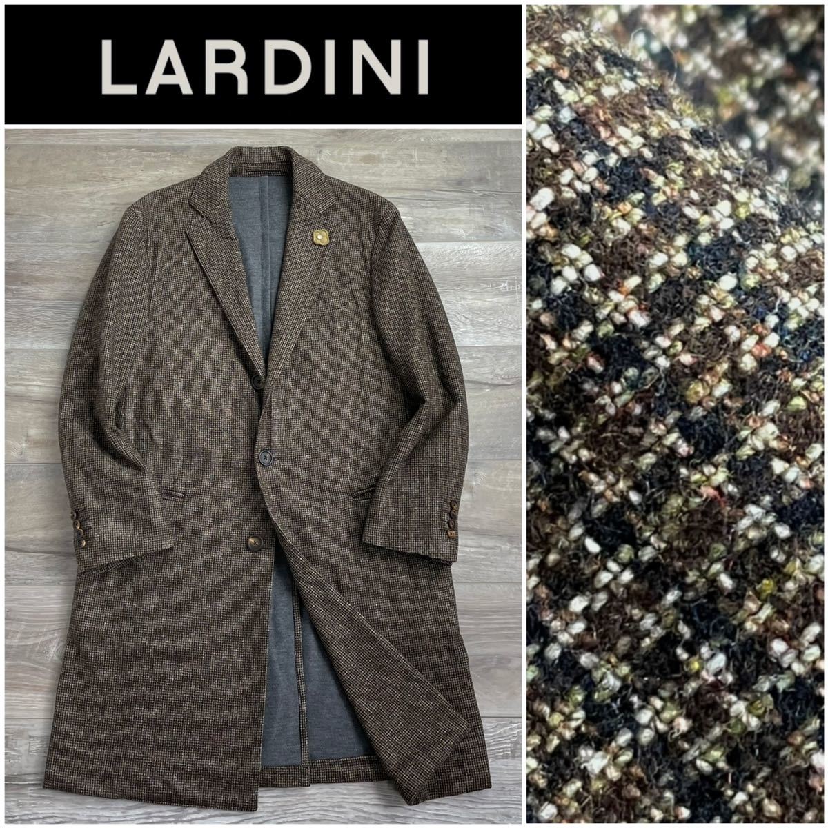 ★1円～ LARDINI シングル チェスター コート ラルディーニ R327 50 48 L ブラウン ネイビー ホワイト ハウンドトゥース 千鳥格子の落札情報詳細 - Yahoo ...