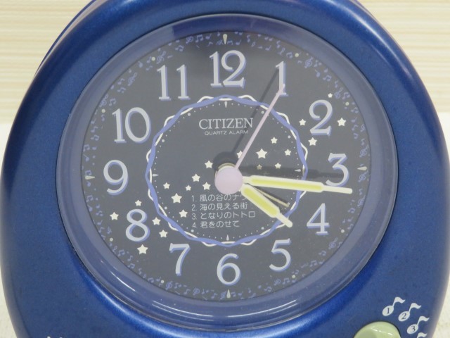 【傷や汚れあり】★★CITIZEN 目覚まし時計 Melody Box ブルー アナログ シチズン メロディーボックス アラームクロック 置 ...