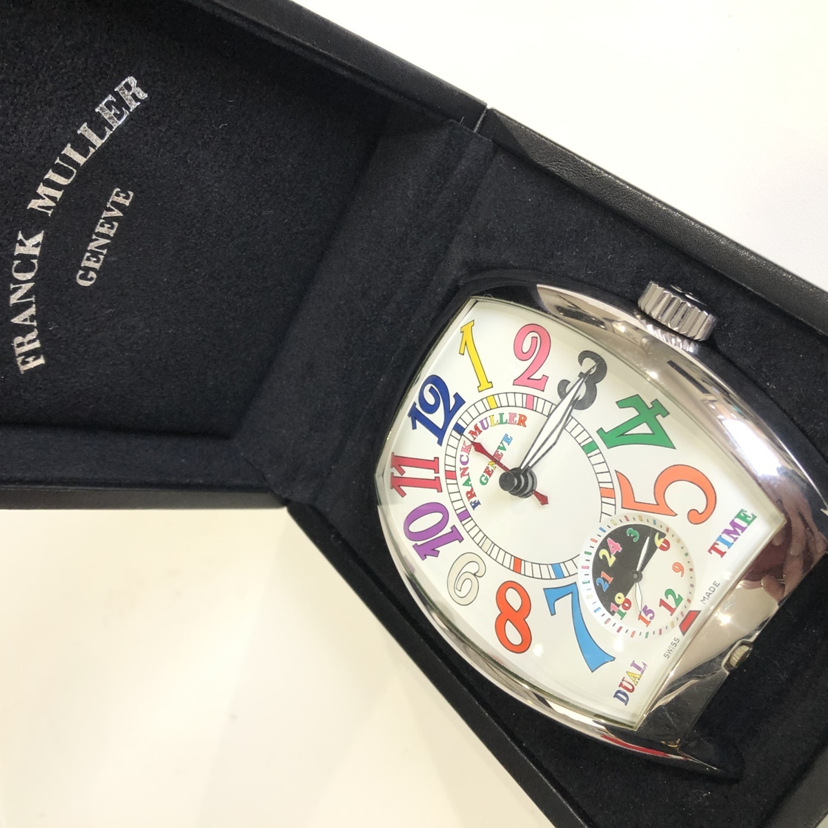 【目立った傷や汚れなし】FRANCK MULLER フランクミュラー デュアルタイム クォーツ 電池新品 アラームクロック 置時計 ...