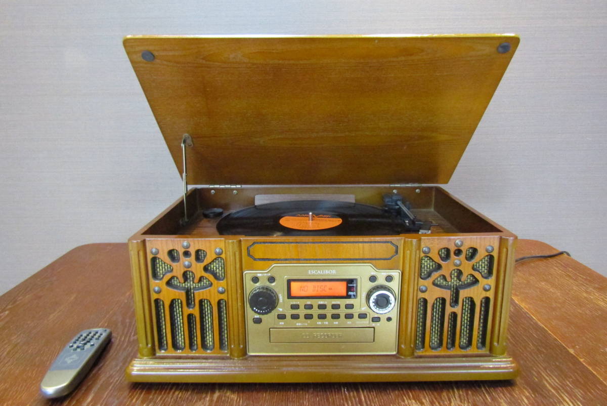 ESCALIBOR 木製 マルチプレーヤー 6900 オーディオ レコード CD カセットテープ AM FM ラジオ アンティーク調 エスキャリバー ジャンク の落札情報詳細| ヤフオク落札 ...