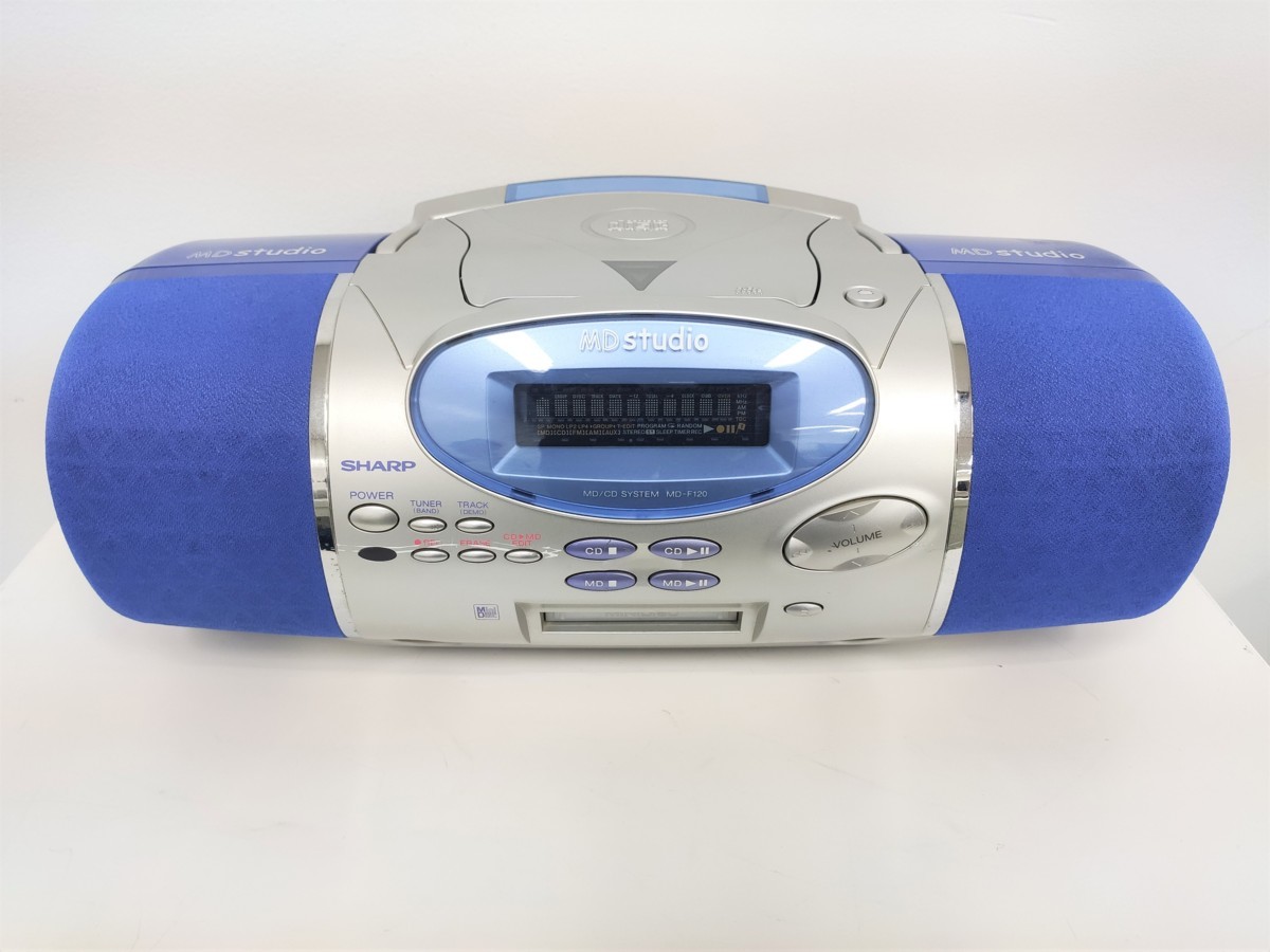 SHARP MD STUDIO 【MD-F200-S】 MD/CD システム ダブルMD（CD/MDデッキ）（ラジカセ形状タイプ）★動作確認 ...