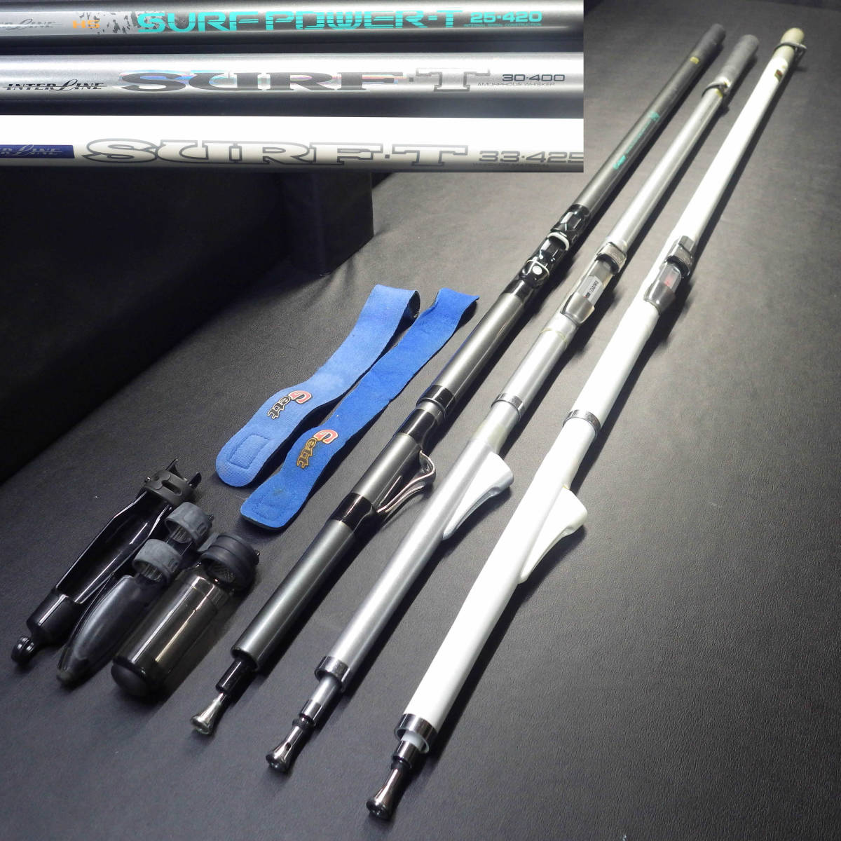 【傷や汚れあり】xy0201/Daiwa HZインターラインサーフT33号425/SZインターラインサーフT30号400※日本製/HS ILサーフパワーT25-420 3本セット※送料無料の ...