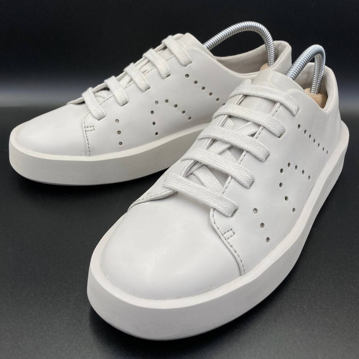 【目立った傷や汚れなし】CAMPER EU38/24.0cm程度 スニーカー カンペール Courb コーブ レディース レザー ライトグレー ...