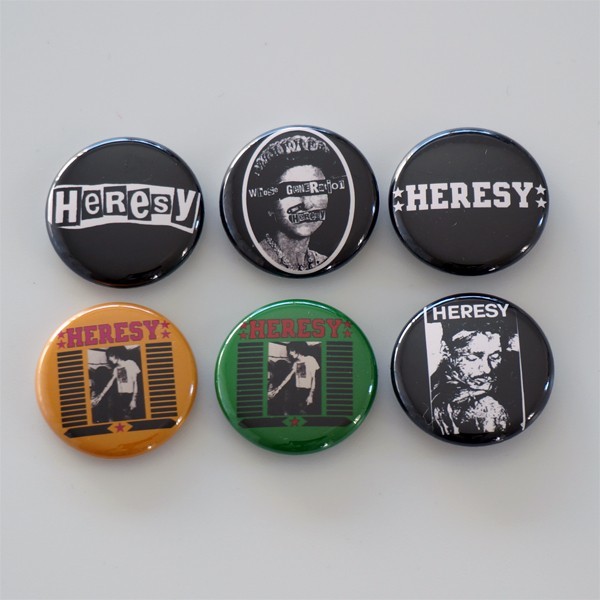 【未使用】HERESY バッジ / punk hardcore crust discharge crass gauze gism black ...