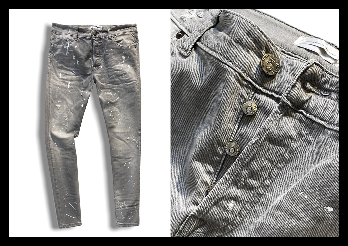 【未使用】定価3.6万 PMDS PREMIUM MOOD DENIM SUPERIOR 程良いコナレ感!スプラッシュペイント デニムパンツ ジーンズ イタリア製 GERARD P.M.D.S ...