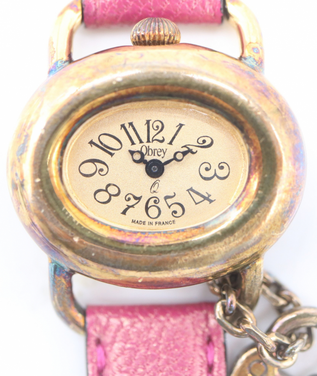 【やや傷や汚れあり】【ト滝】Obrey オブレイ レディース クォーツ 腕時計 ソリッドシルバー ピンク ゴールド フランス製 ...
