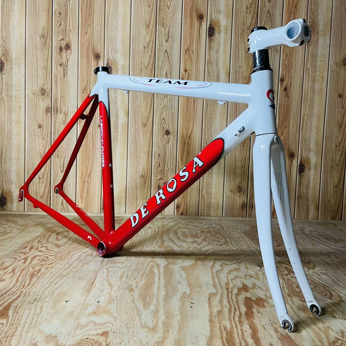 【傷や汚れあり】DE ROSA TEAM 54 アルミフレーム フレームセット ロードバイク デローザ デローサ チーム カーボンフォーク の ...