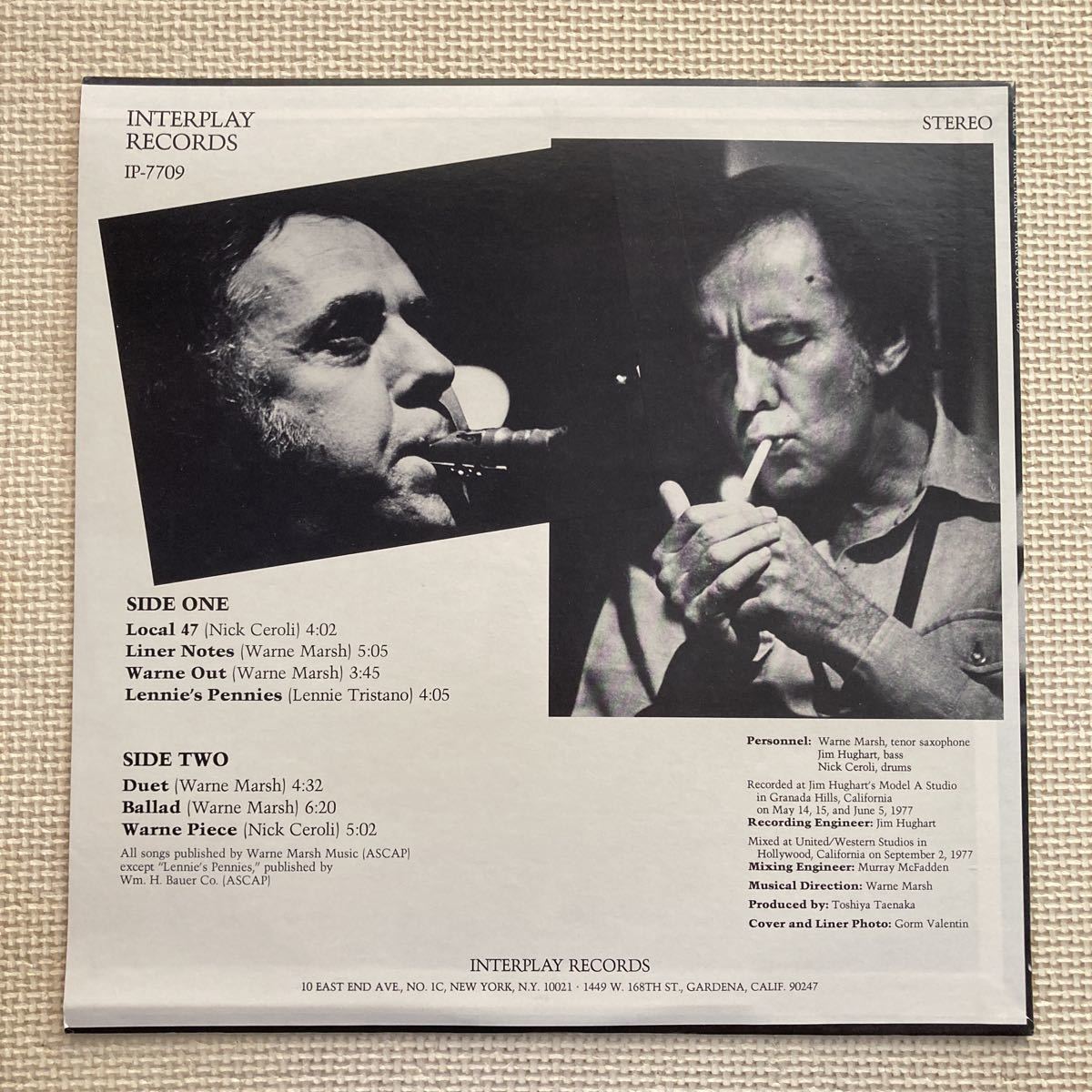 【やや傷や汚れあり】ウォーン・マーシュ【WARNE OUT／Warne Marsh】INTERPLAY RECORDS／米国盤[Jim ...
