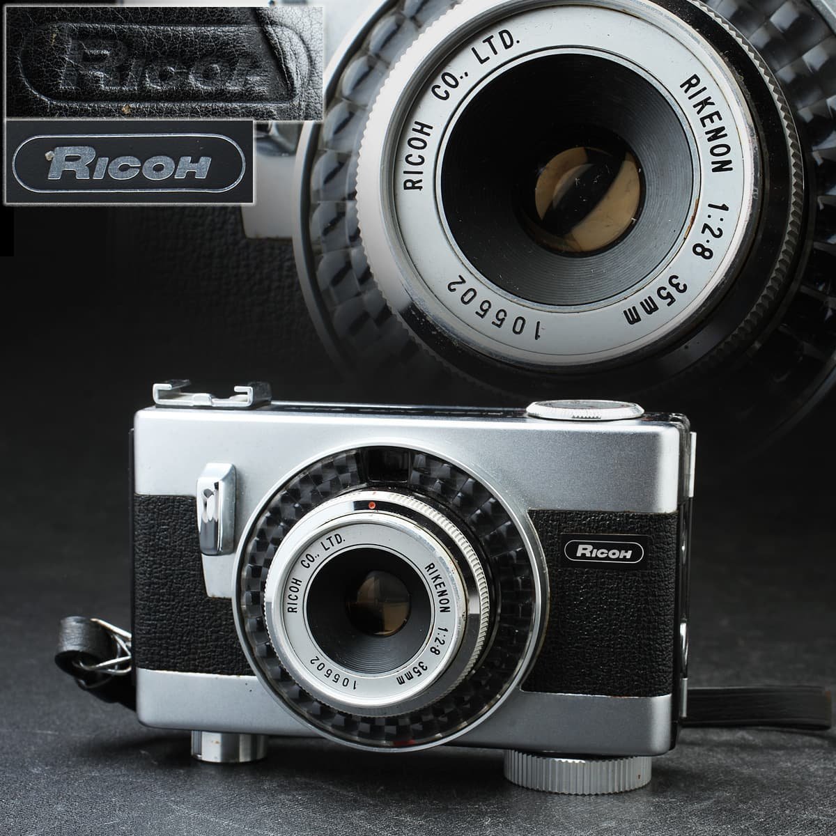 【やや傷や汚れあり】US122 時代物【Ricon】リコー RICOH AUTO SHOT フィルムカメラ 重450g ケース付・古カメラ ...