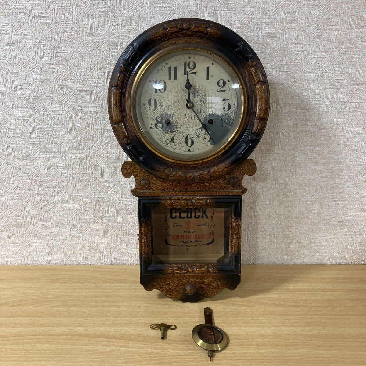 【傷や汚れあり】C.M.A. EXAMINED standard CLOCK TRADE S MARK TACHIMOTO CLOCK 柱時計 ...