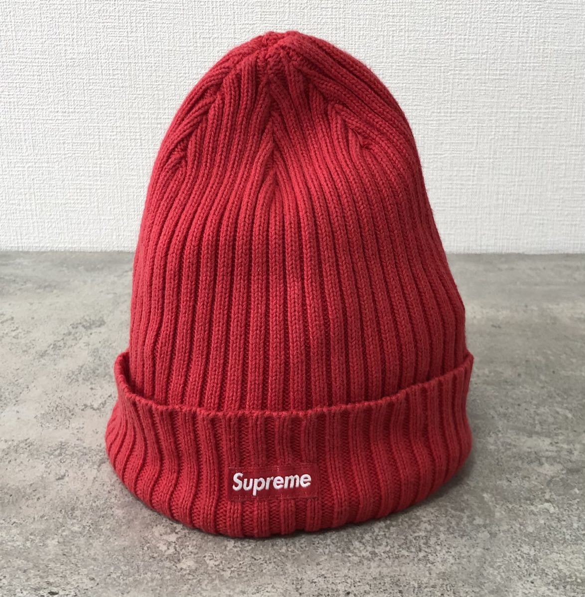 【目立った傷や汚れなし】supreme cotton knit hat シュプリーム コットン ニット ハット ビーニー 赤 ニット帽 ...