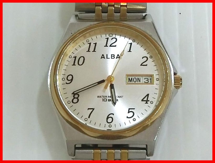 【やや傷や汚れあり】★わ-585★SEIKO ALBA 7N43-K001 セイコー アルバ 腕時計 クォーツ デイデイト 記念品 中古の落札情報詳細 - ヤフオク落札価格検索 オークフリー
