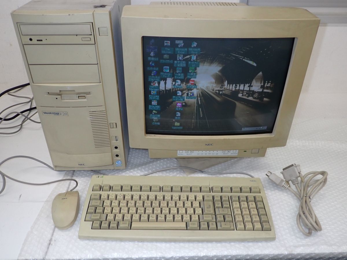 【中古】☆代TW042-140-120 NEC 98MATE VALUESTAR パソコン PC-9821 V20/M7C3、CRTディスプレイD171、キーボード、マウス、ケーブル類の落札 ...