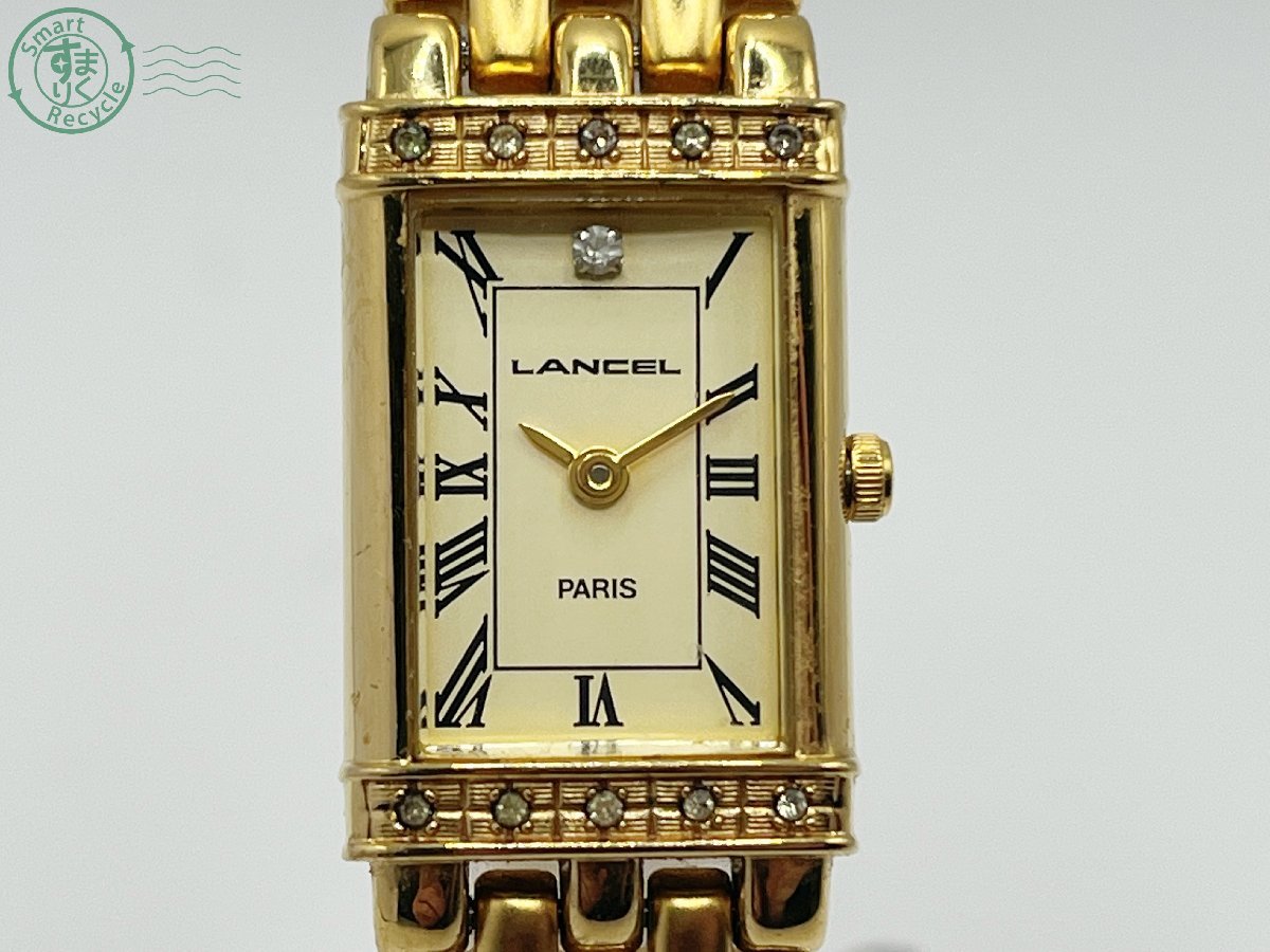 【傷や汚れあり】11230431 ランセル Lancel ラインストーン スクエア ベゼル Qz クォーツ レディース 腕時計 ゴールド 中古 の落札情報詳細 ヤフオク落札価格情報 オークフリー