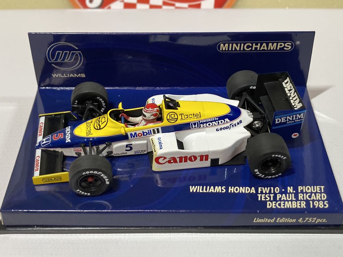 【目立った傷や汚れなし】1/43 ミニチャンプス ウィリアムズ ホンダ FW10 ネルソン・ピケ 1985 minichamps ...