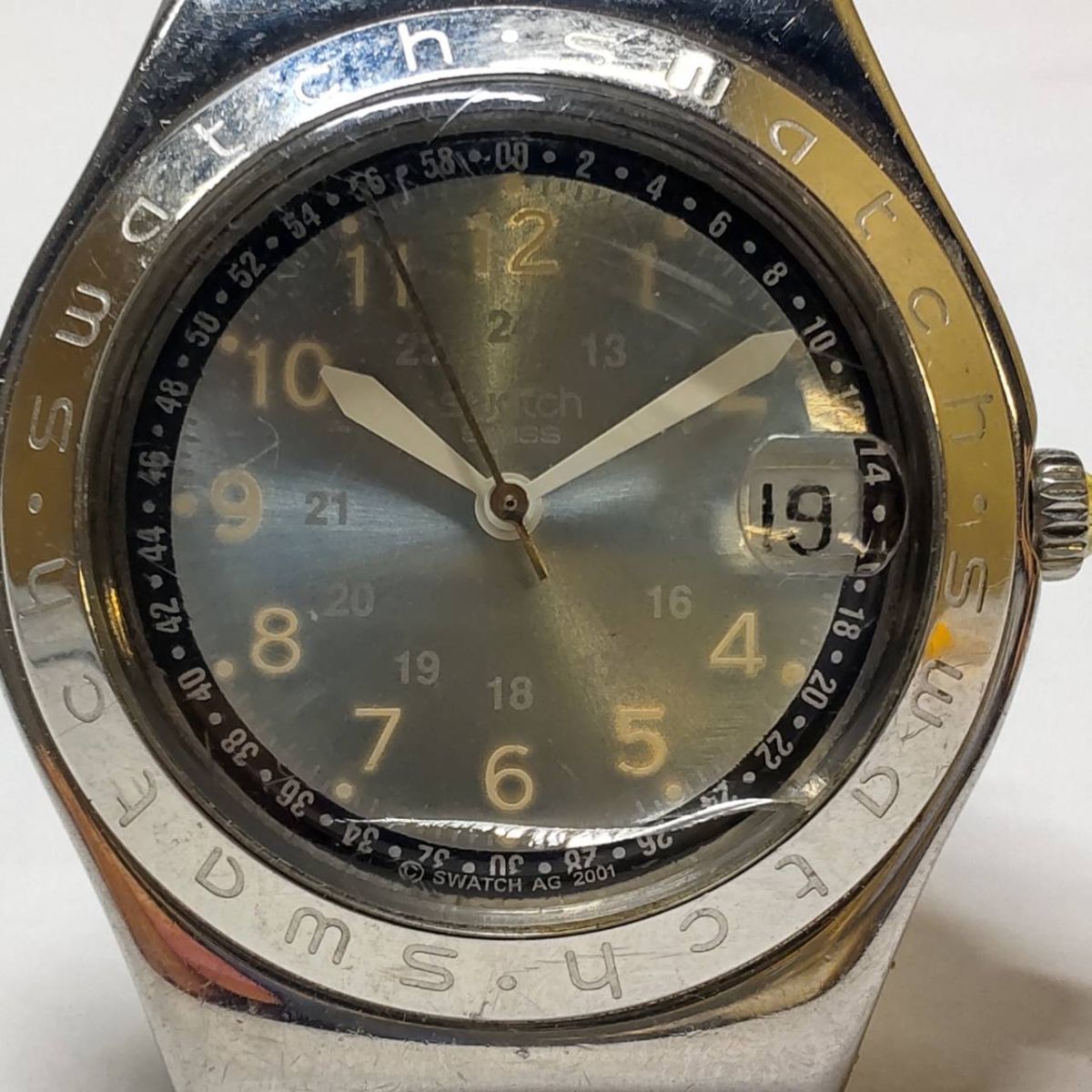 【傷や汚れあり】M517-A137-5 SWATCH スウォッチ IRONY アイロニー AG2001 SR726SW ライトグレー文字盤 3 ...