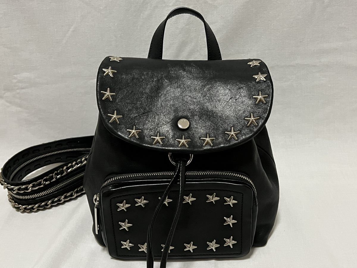 【やや傷や汚れあり】JIMMY CHOO ジミーチュウ SUKI スキ バックパック リュックサック ミニリュック 2WAY ワンショルダー ...