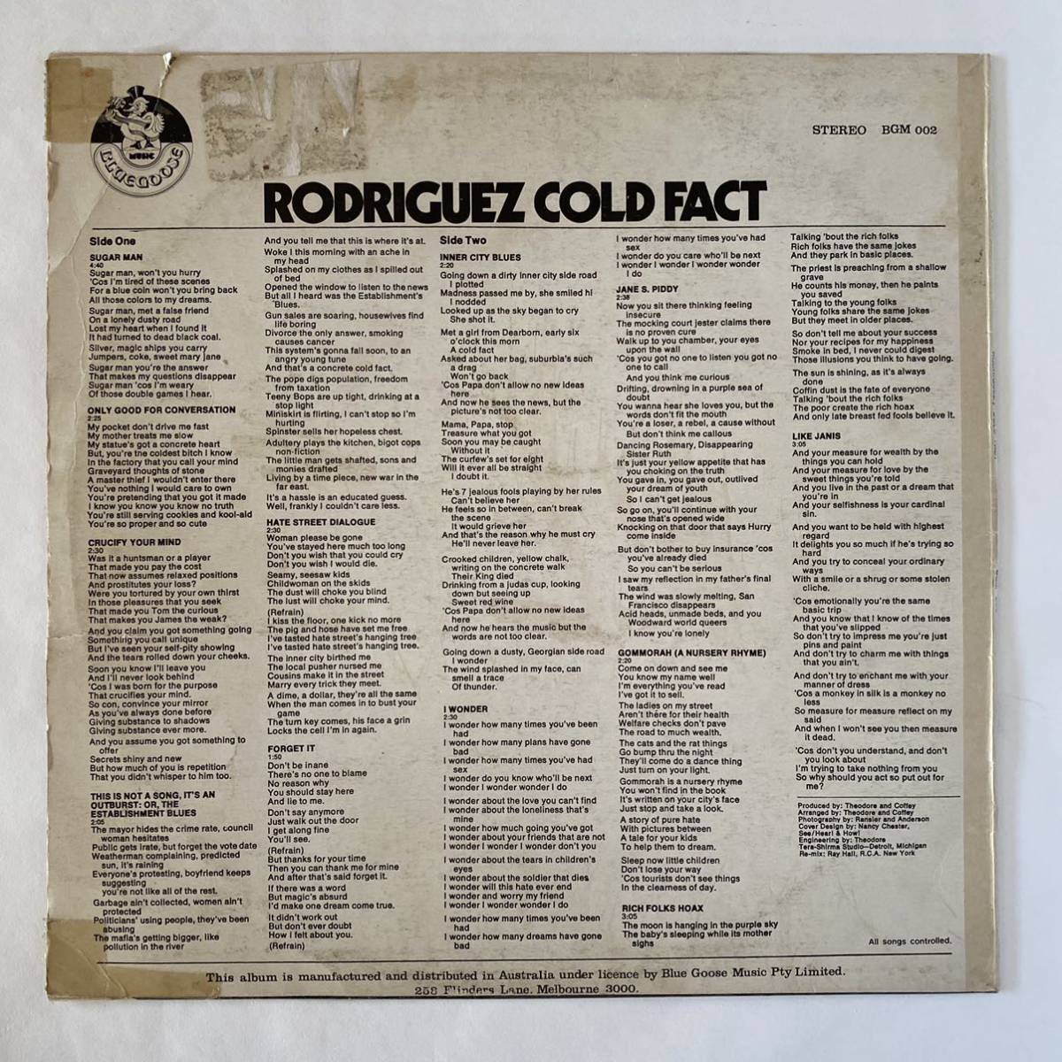 【全体的に状態が悪い】RODRIGUEZ / COLD FACT [LP] Dennis Coffey プロデュース レアグルーヴ 幻の名盤 ...