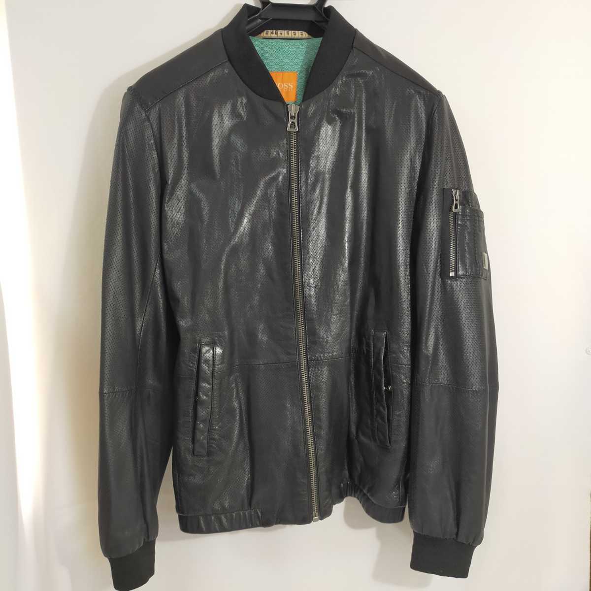 【やや傷や汚れあり】nn0303 73 ヒューゴボス Hugo Boss ブルゾン ジャンパー ジャケット ラムレザー 48 Mサイズ 黒 ブラック の落札情報詳細 ヤフオク落札価格検索