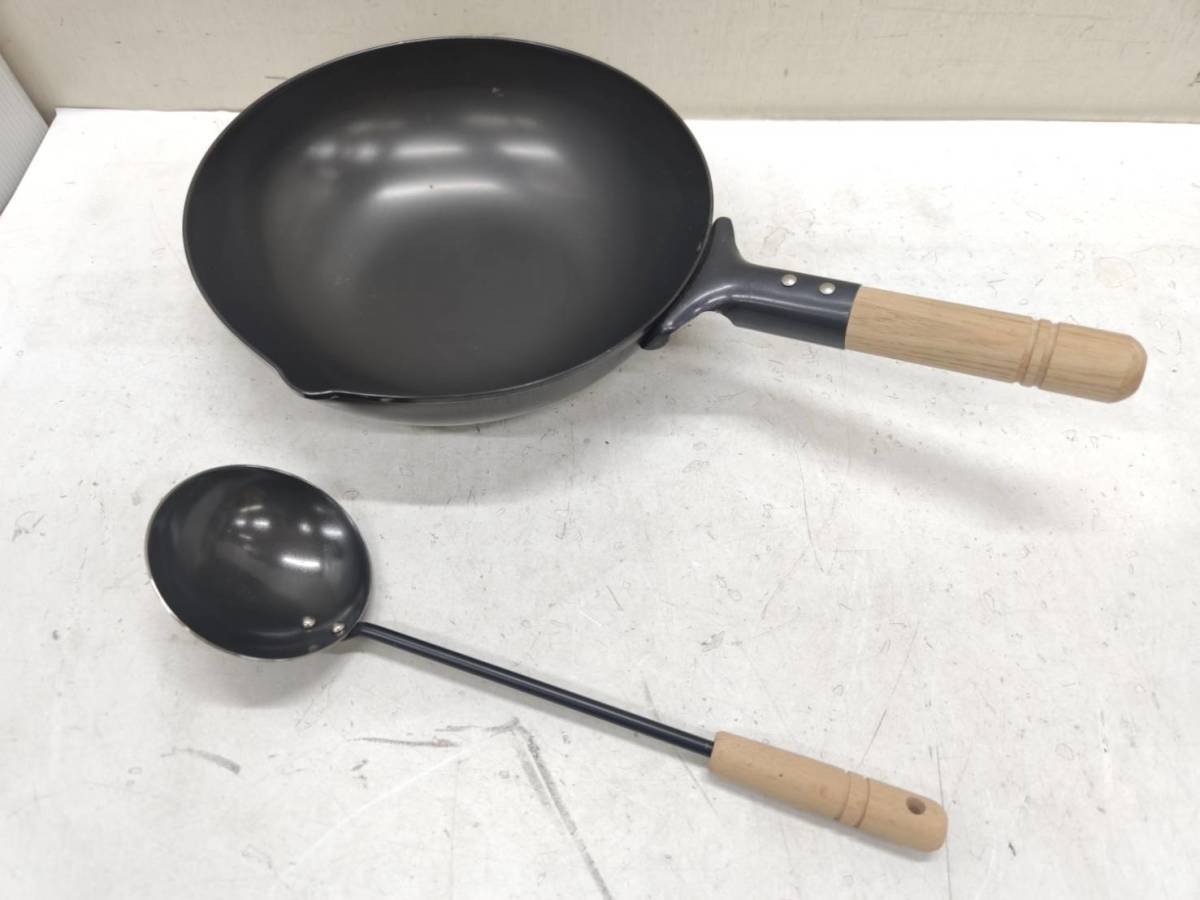 【やや傷や汚れあり】送料無料g15142 鉄製 炒め鍋 片手鍋 約27cm IH対応 木柄 中華鍋 北京鍋 お玉付き 調理器具 美品の落札情報詳細 - ヤフオク落札価格検索 オークフリー