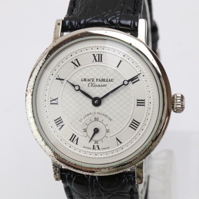 【中古】n536 グレースファブリオ 手巻き式 腕時計 GRACE FABLIAU クラシック 17石 スモールセコンド ローマン数字 純正 ...