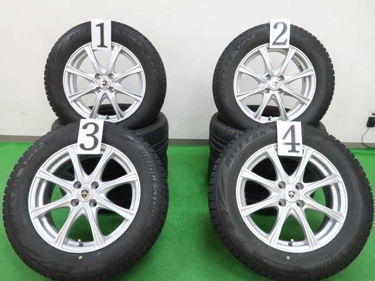 【やや傷や汚れあり】4本 ESTROSA 16インチ ホイール 6J +40 4H PCD 100 スタッドレス ブリヂストン ブリザック VRX2 195/65R16 ライズ ロッキー ...