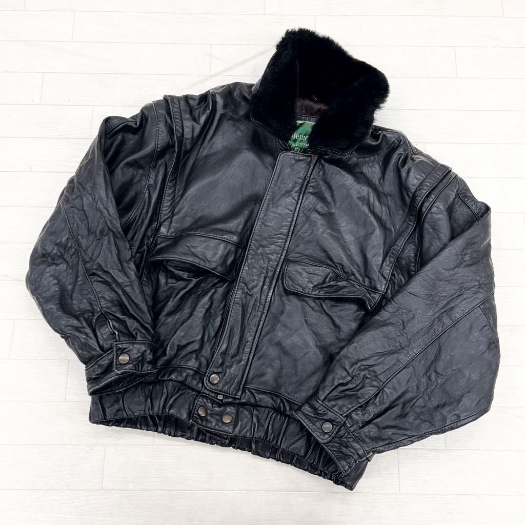 【傷や汚れあり】972 Vallemosso PALESTRO トップス ジャケット アウター ライダース G1 中綿 羊皮 リアル レザー ...