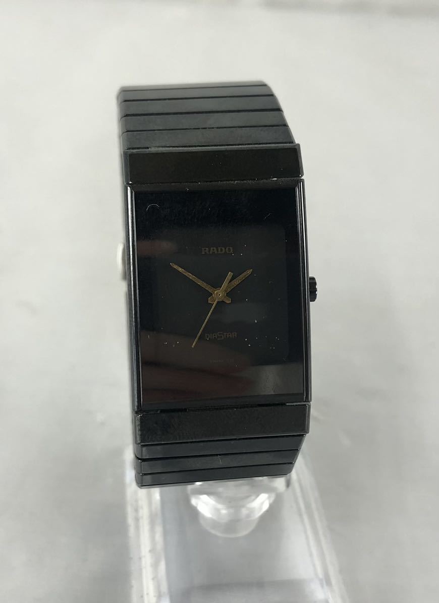 【傷や汚れあり】【HI1069】RADO ラドー DIASTAR ダイヤスターQZ クォーツ QZ クォーツ スクエア ブラック文字盤 メンズ ...