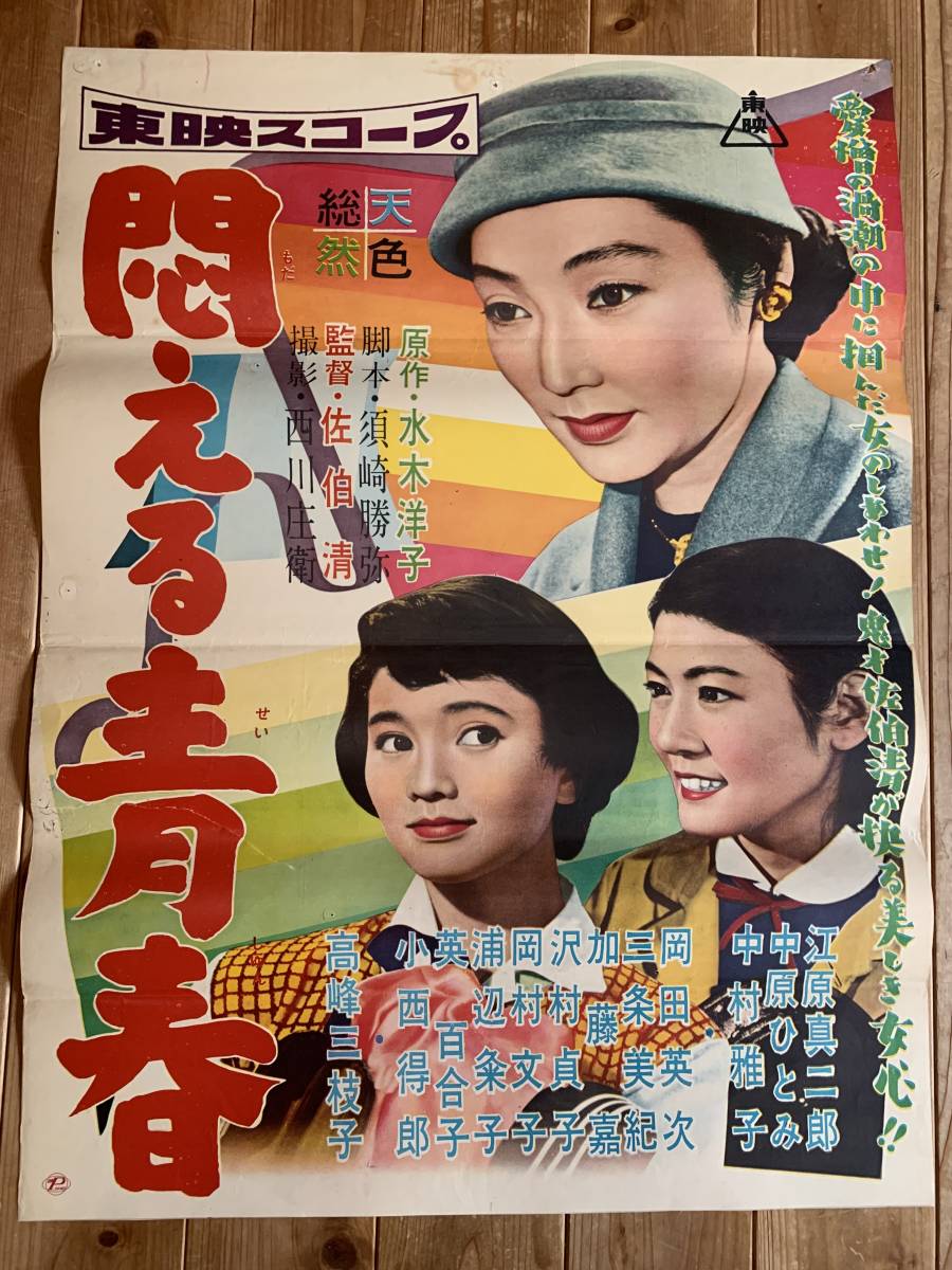 【やや傷や汚れあり】★大感謝祭★悶える青春★b2サイズ★江原真二郎・中原ひとみ・中村雅子・岡田英次・高峰三枝子★佐伯清★東映★の落札情報詳細