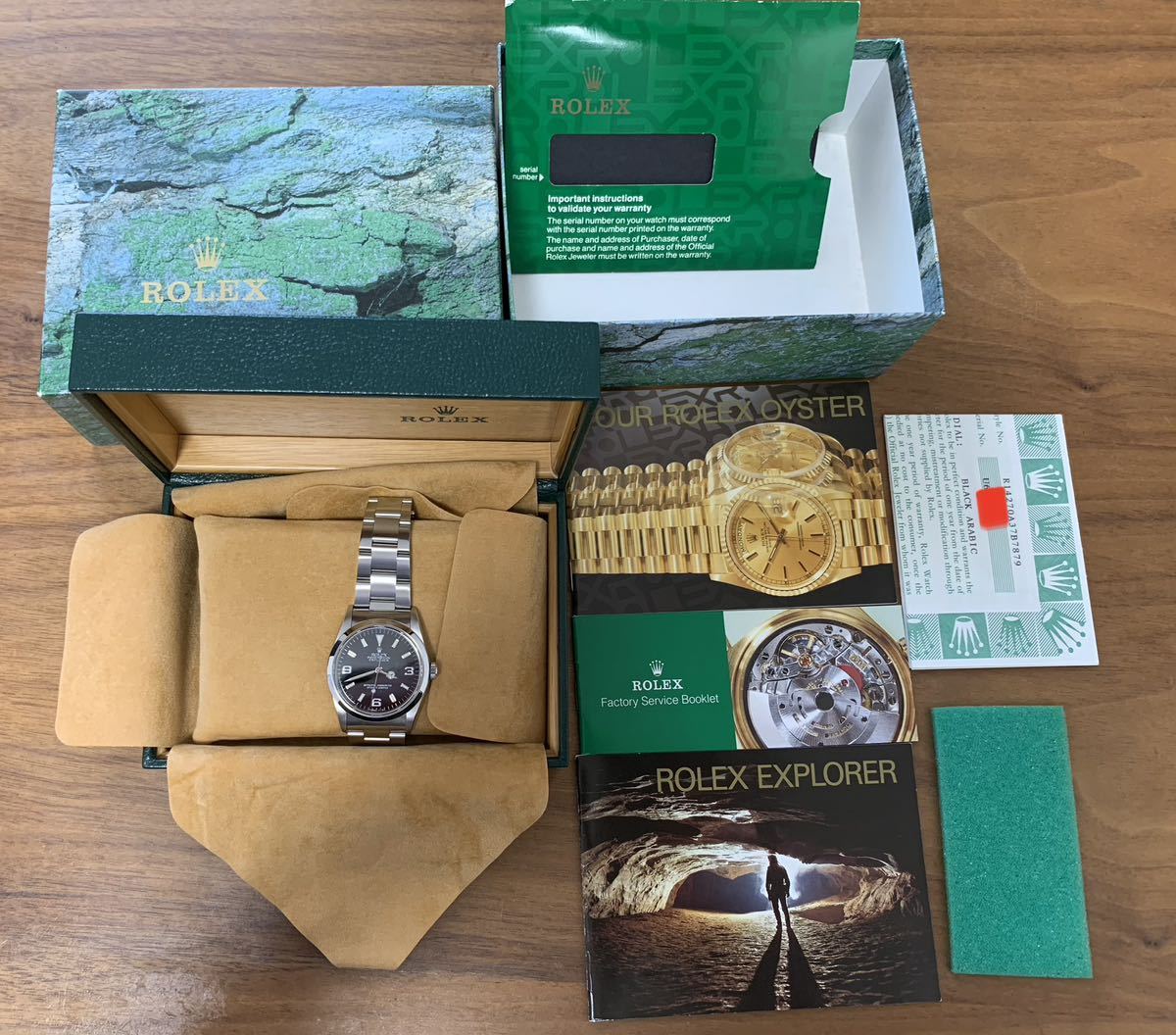 【やや傷や汚れあり】美品 ロレックス エクスプローラー 1 ref.14270 トリチノバ U番 1998年 夜光移行期 フルコマ USA ギャラ付 冊子 箱付 ROLEX EXPLORER ...
