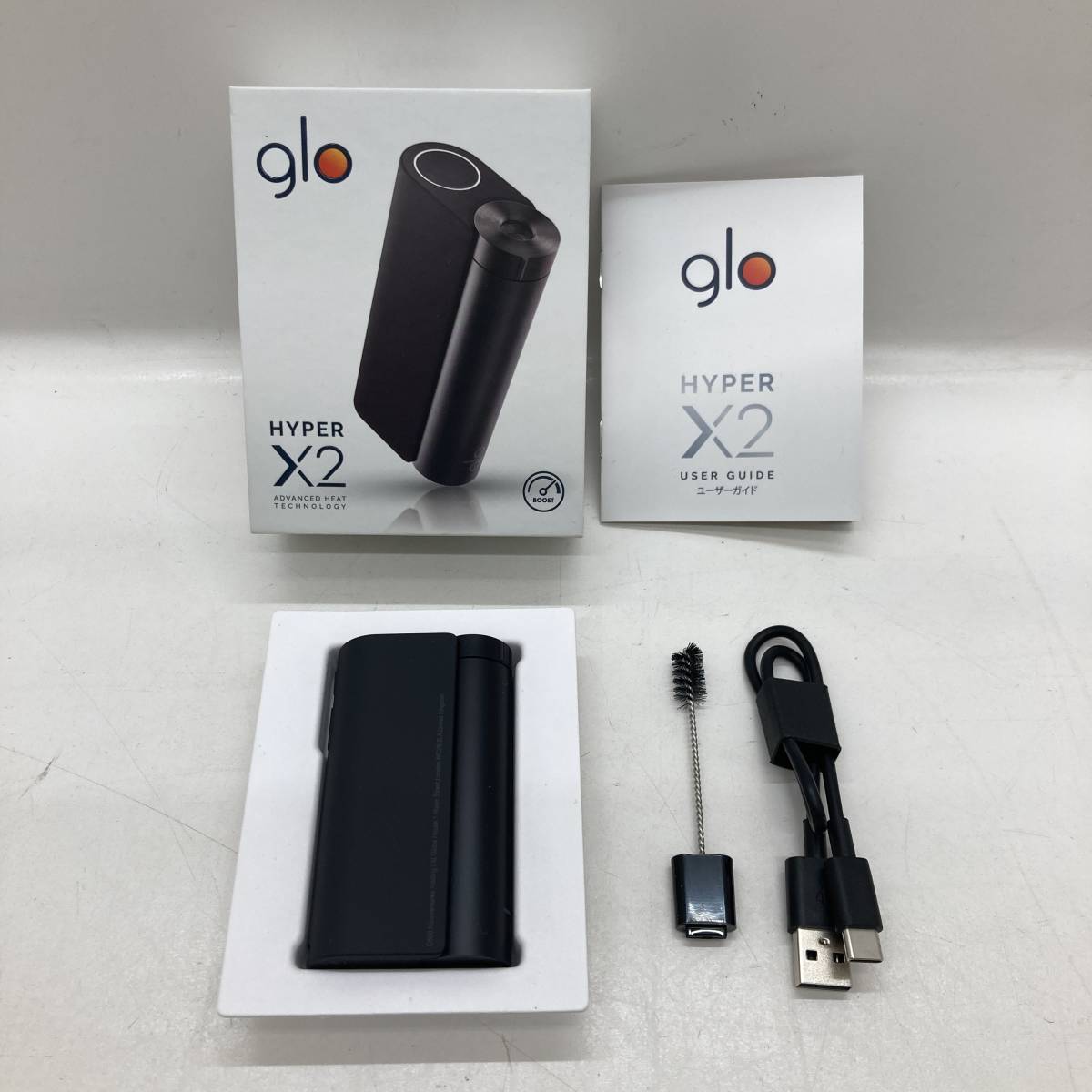 【やや傷や汚れあり】【1円～】glo hyper X2 STARTER KIT グロー ハイパーエックスツー メタルブラック 加熱式タバコ ...