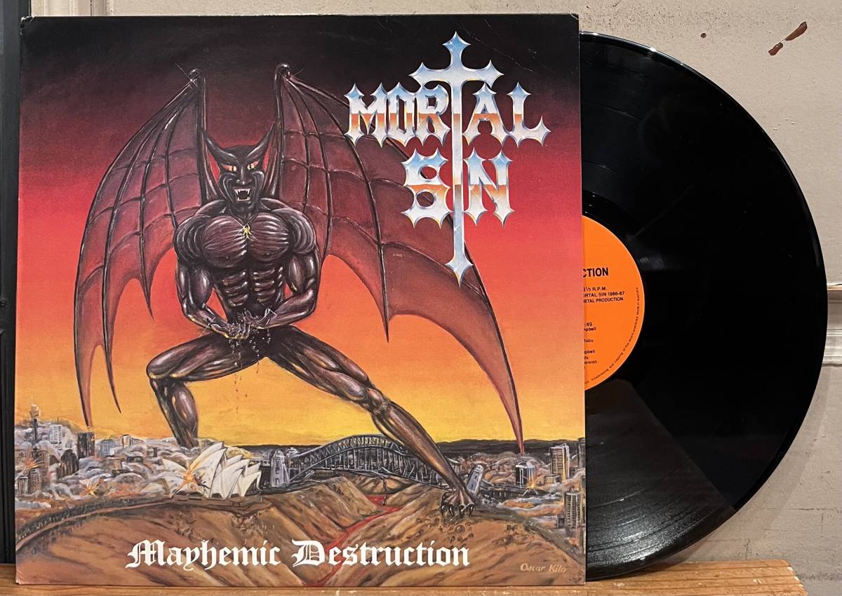 【傷や汚れあり】 希少!Australia盤/LP Mortal Sin モータル・シン / Mayhemic Destruction 地獄の ...