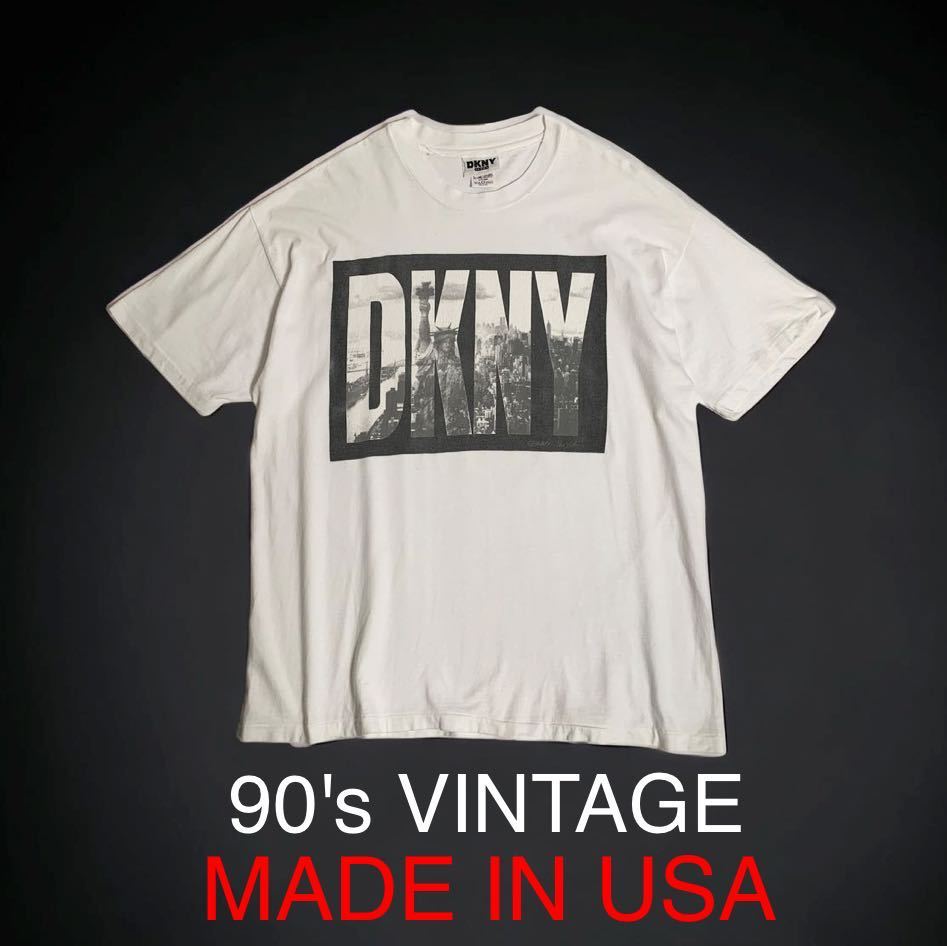 【目立った傷や汚れなし】希少 90's USA製 VINTAGE DKNY NEW YORK フォトTシャツ 自由の女神 90年代 ダナキャラン ニューヨーク D.K.N.Y JEANS ...