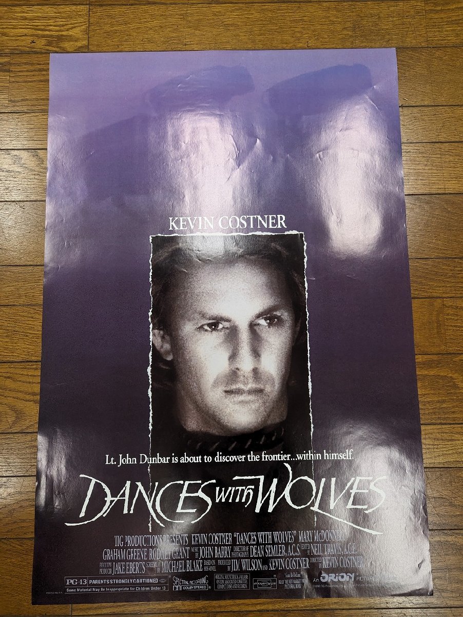 【やや傷や汚れあり】〇m 719 Us1st版映画ポスター「ダンス・ウィズ・ウルブズ」 Dances With Wolves 監督 ケビン