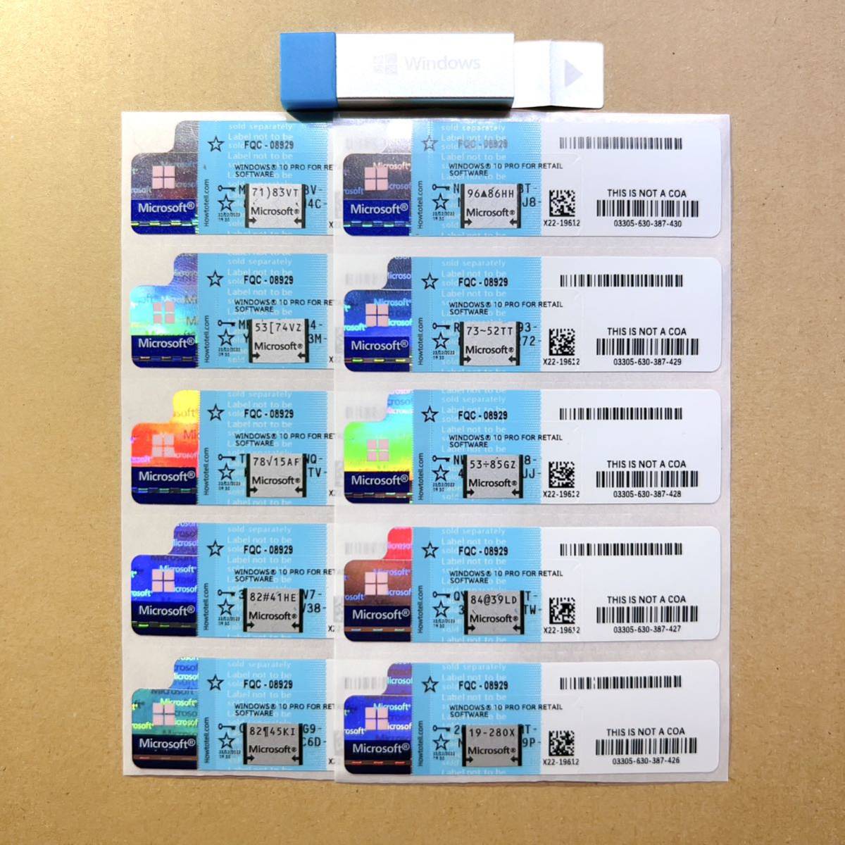 【未使用】Windows 10 Pro 正規日本語版Professional リテールReail版 プロダクトキーCOAシール10枚セット ...