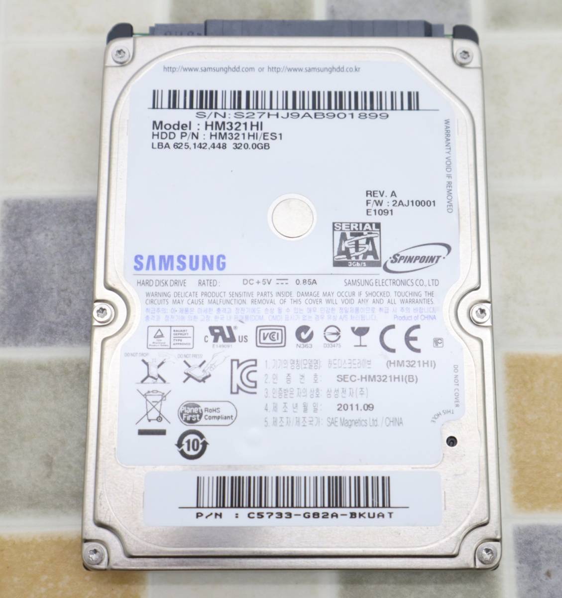 【目立った傷や汚れなし】∠ 320GB フォーマット済｜2.5インチ ハードディスク｜SAMSUNG サムスン HM321HI HDD ...