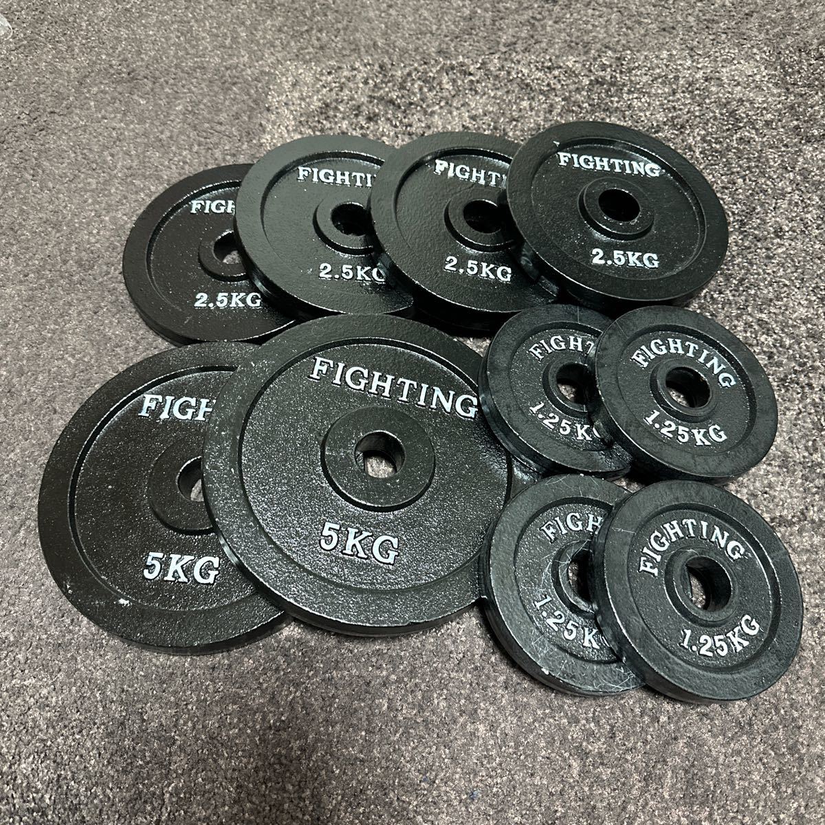 【未使用に近い】ファイティングロード ダンベル プレート 5kg2枚+2.5kg4枚+1.25kg4枚の落札情報詳細 - ヤフオク落札価格検索 オークフリー