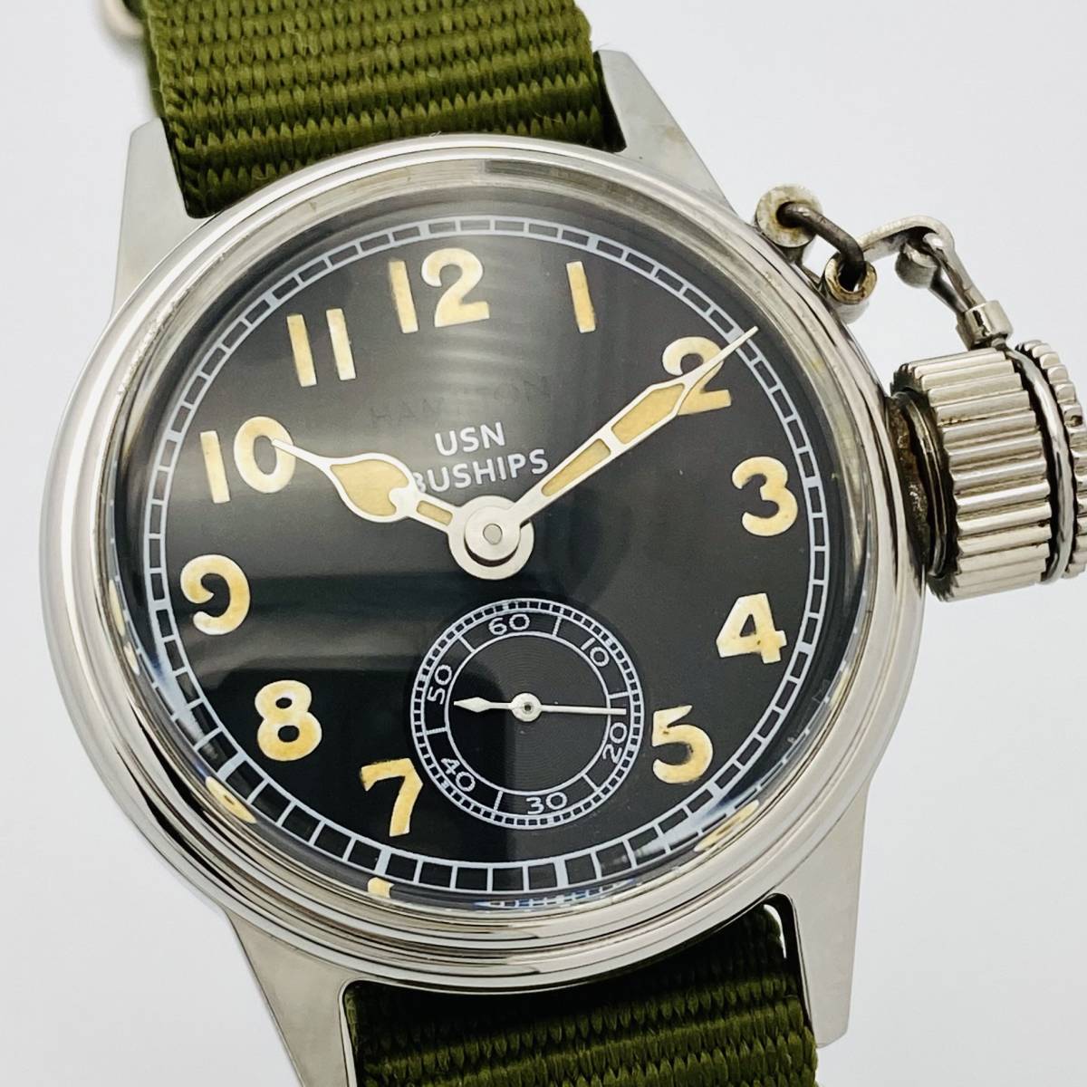 【やや傷や汚れあり】【美品 OH済】HAMILTON ハミルトン フロッグマン 復元 WW2 USN BUSHIPS 手巻き ミリタリー ...