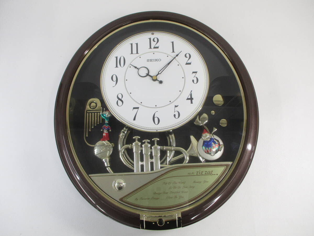 【やや傷や汚れあり】SEIKO セイコー ZIG ZAG 掛け時計 からくり時計 壁掛け時計 時計 AM620S DD71 6曲収録 オブジェ ...