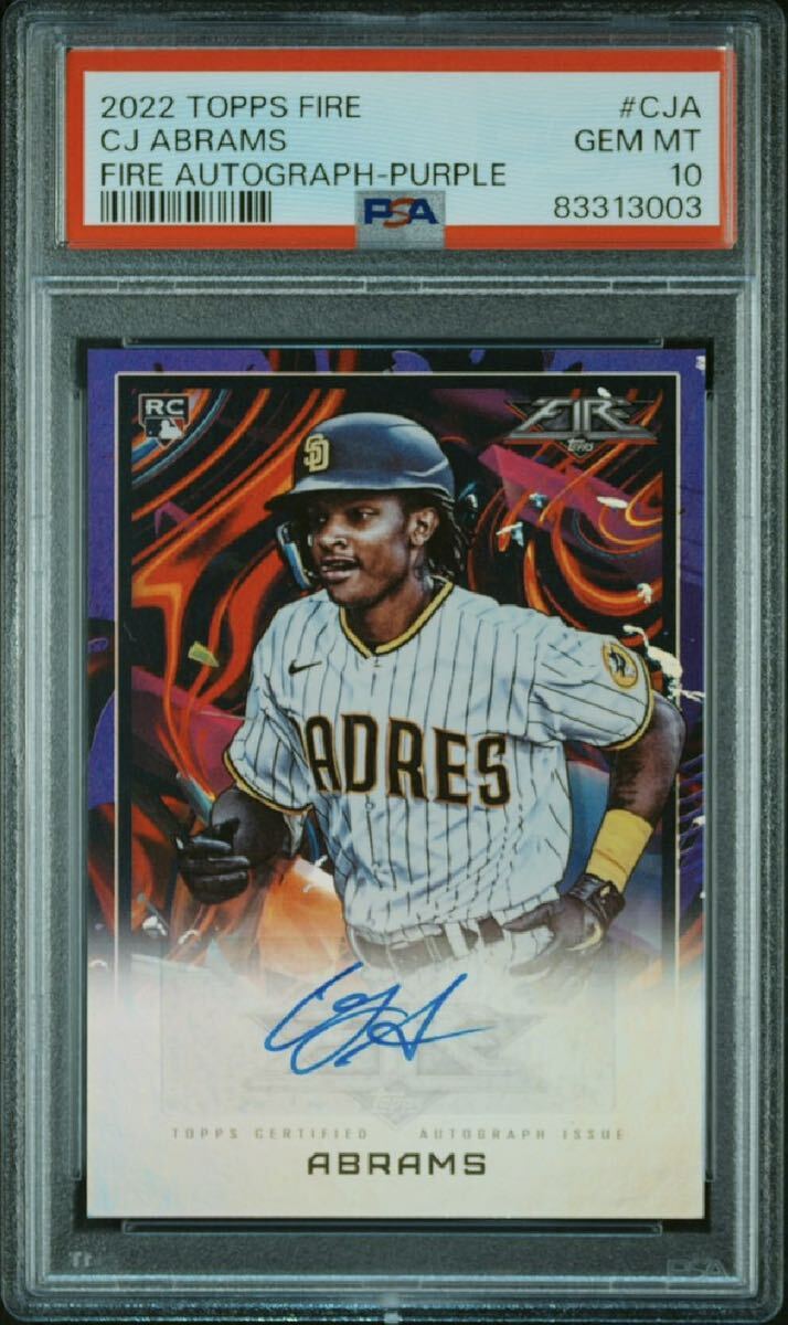 【目立った傷や汚れなし】【PSA10/POP1/50シリ】2022 Topps Fire CJ Abrams Purple RC Auto ...
