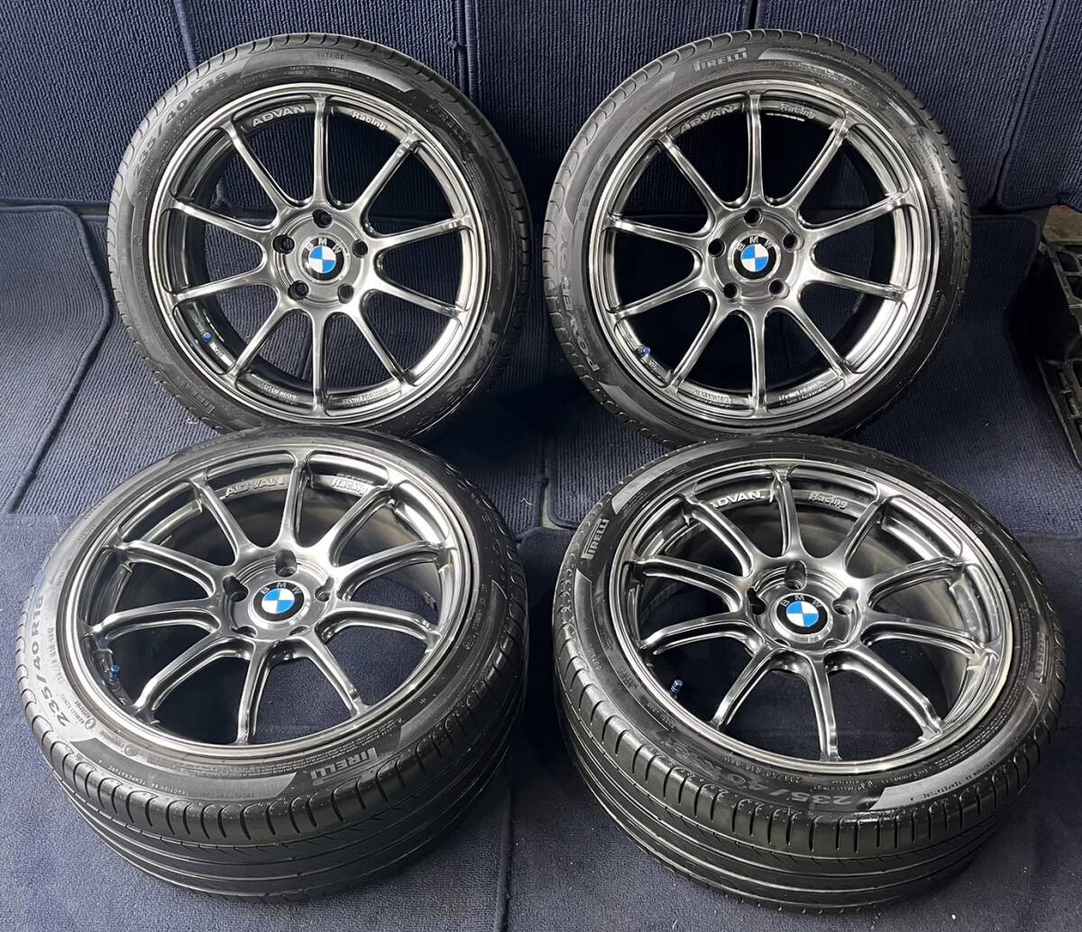 【傷や汚れあり】※タイムセール※ ADVAN Racing BMW 18インチ ホイール4本 8J/9J +45/53 PCD120 ハブ径約73 PIRELLI 235/40R18 2022 ...