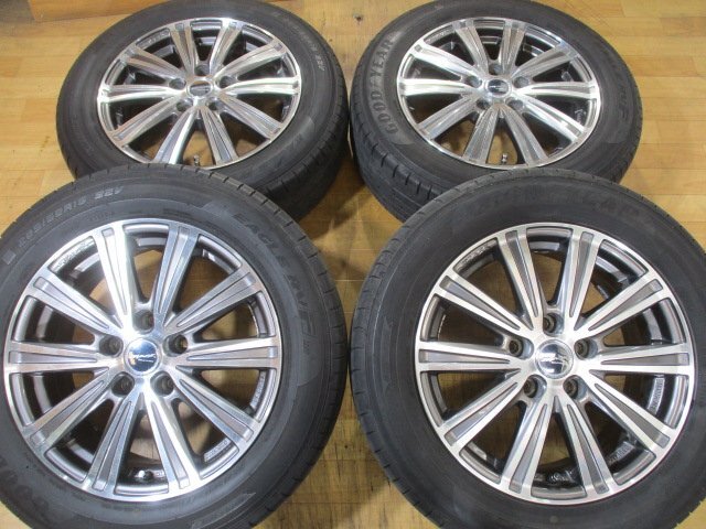 【やや傷や汚れあり】SMACK ENKEI ホイール タイヤ 4本 5H-114.3 16インチ 6.5J+38 205/60R16 グッドイヤー EAGLE RVF ECO 90系 ノア ...