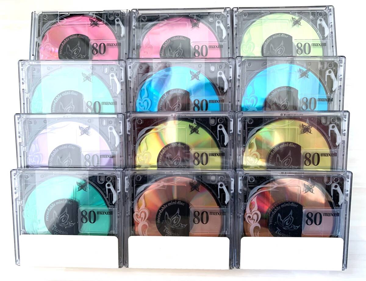 【未使用】★未開封品 美品★ maxell マクセル MD 13枚 録音用ミニディスク Twinkle Color Disc 80 12枚 ...