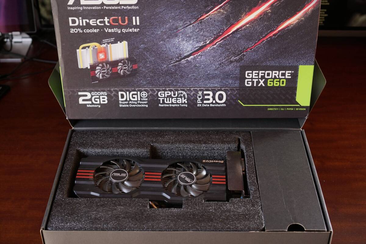 【やや傷や汚れあり】ASUS GEFORCE GTX 660 2GB DirectCU II GPU グラボ GTX660-DC2O-2GD5 ...