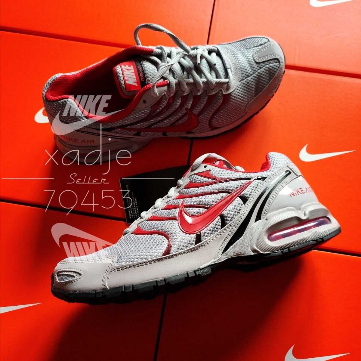 【未使用】新品 正規品 NIKE ナイキ AIR MAX TORCH 4 エアマックス トーチ 灰 グレー 赤 レッド 黒 グラデーション ...