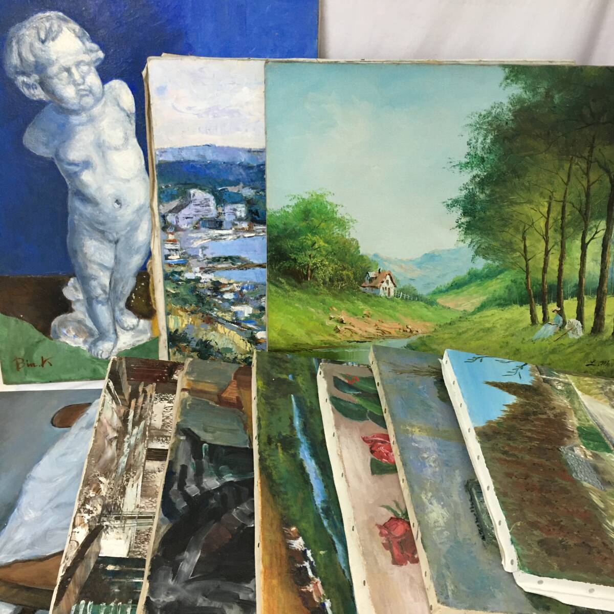 【やや傷や汚れあり】kt4/41 油絵 油彩画 F8-15号 まとめて10点 絵画 額装 詳細不明 素人 インテリア 美術 工芸 ディスプレイ キャンバス(静物/家具/風景) の落札情報詳細 ...