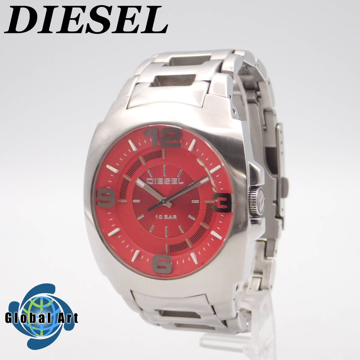 【傷や汚れあり】え06345/DIESEL ディーゼル/クオーツ/メンズ腕時計/文字盤 レッド/DZ-1112の落札情報詳細 - Yahoo!オークション落札価格検索 オークフリー