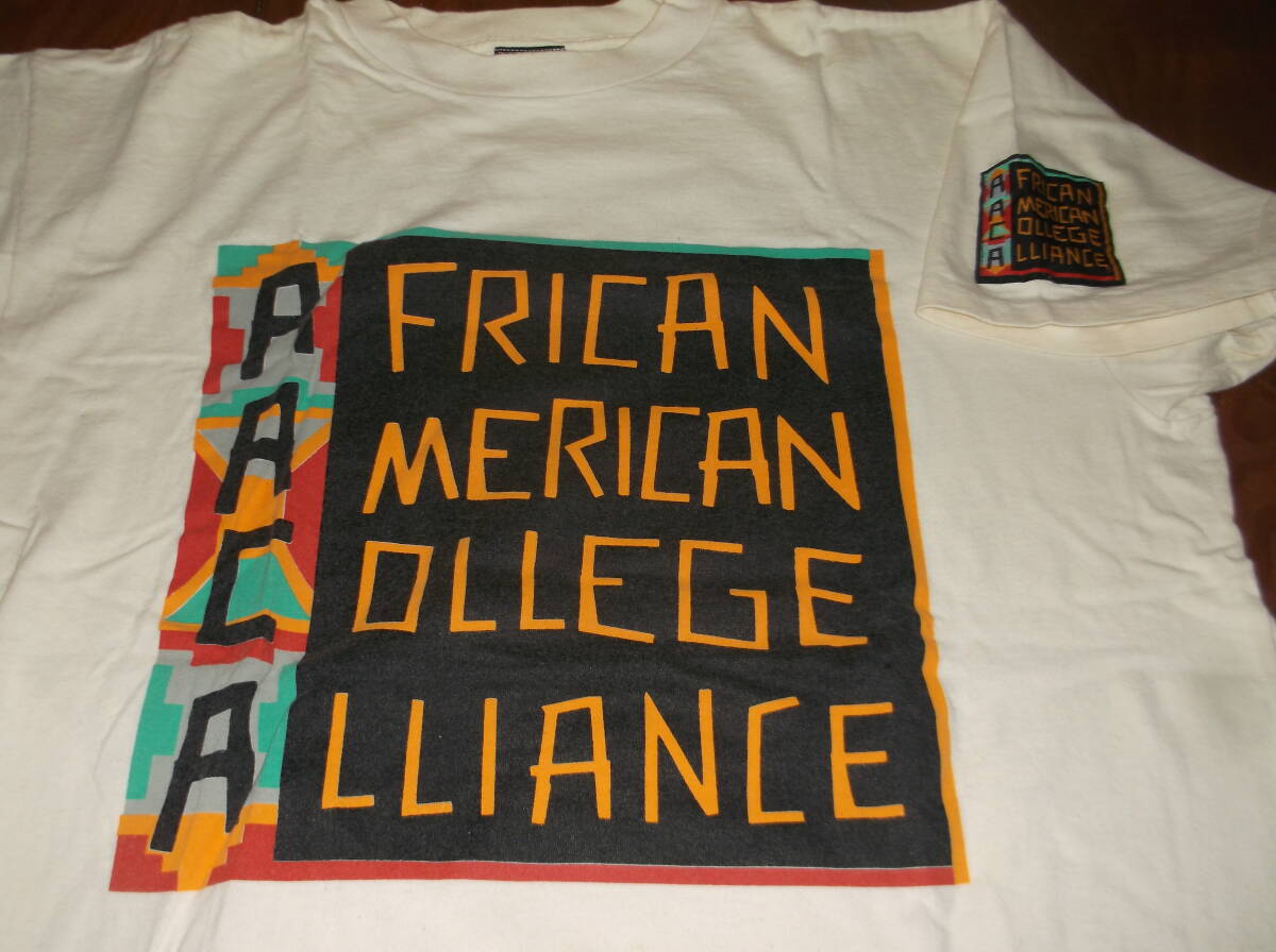 【傷や汚れあり】AFRICAN AMERICAN COLLEGE ALLIANCE AACA Tシャツ XLサイズ ベージュ系 中古擦れあり ...