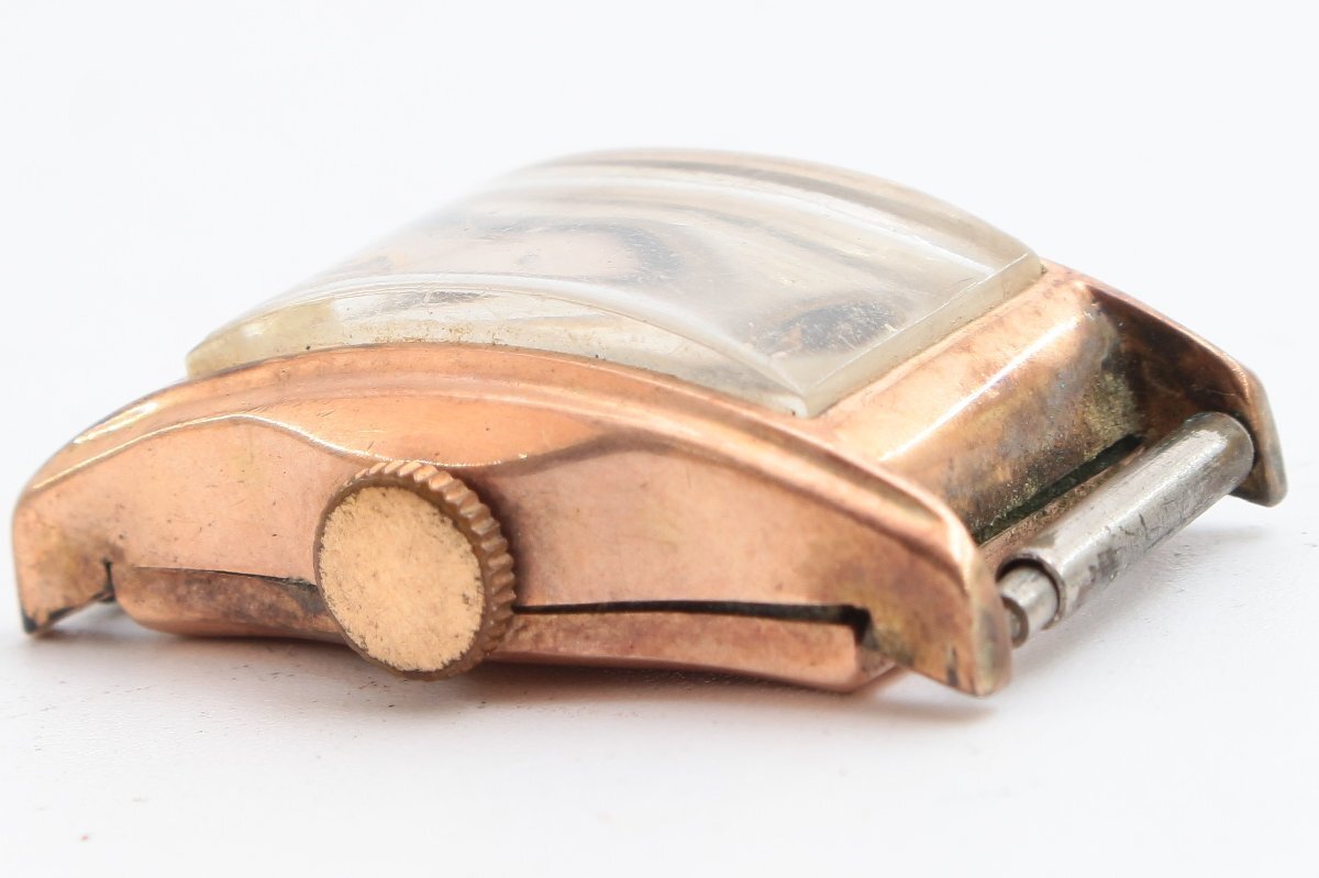 【傷や汚れあり】DEN-RO/デンロ ＊ ANTIMAGNETIC 17石 スクエア [14K 0585] 手巻き 腕時計 ＊ #8979の ...