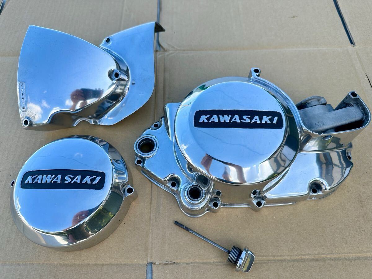 【やや傷や汚れあり】カワサキ 750SS H2 純正 クラッチカバー ポイントカバー スプロケットカバー セット KAWASAKI マッハ4 500SS H1 Z1 Z2 S1 S2 ...